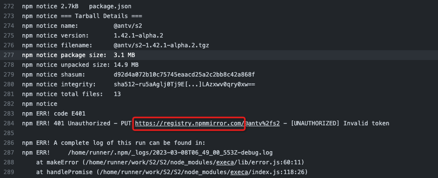 chore: 修复镜像源问题导致自动发布失败 by lijinke666 · Pull Request #2113 · antvis/S2 · GitHub