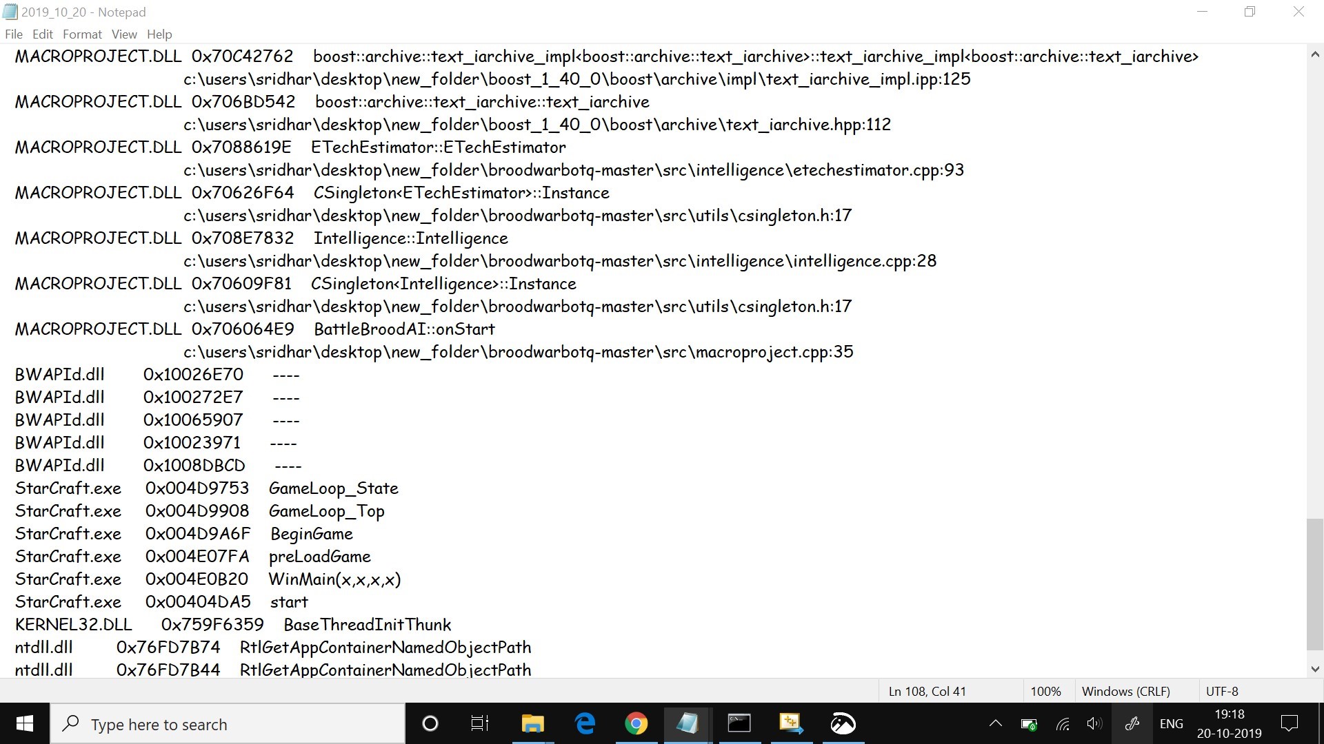 Bot crashes as soon as the game starts. Need help! · Issue #836 · bwapi/bwapi · GitHub