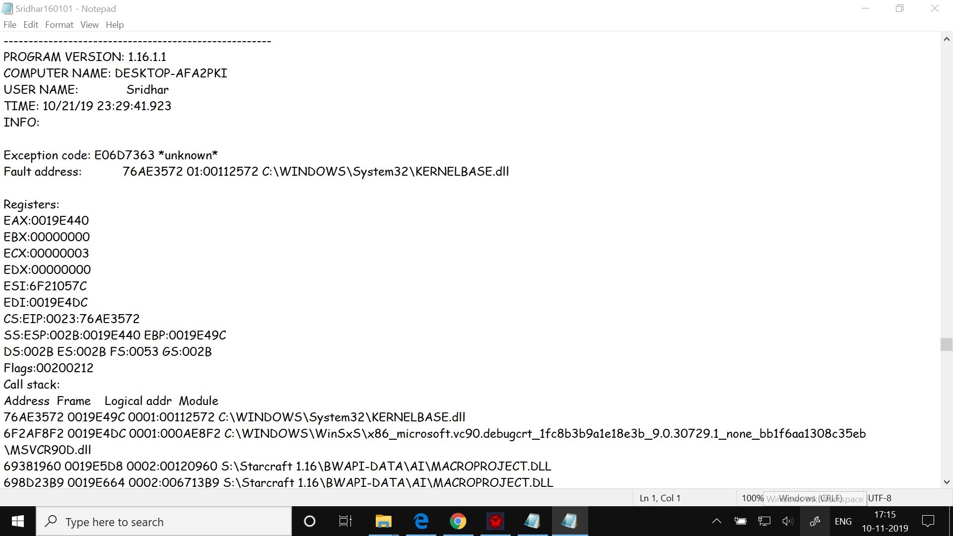 Bot crashes as soon as the game starts. Need help! · Issue #836 · bwapi/bwapi · GitHub