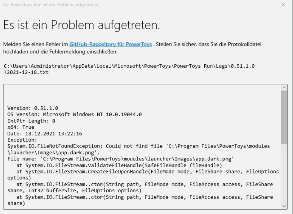 Error In Power Toys Run · Issue 15064 · Microsoftpowertoys · Github