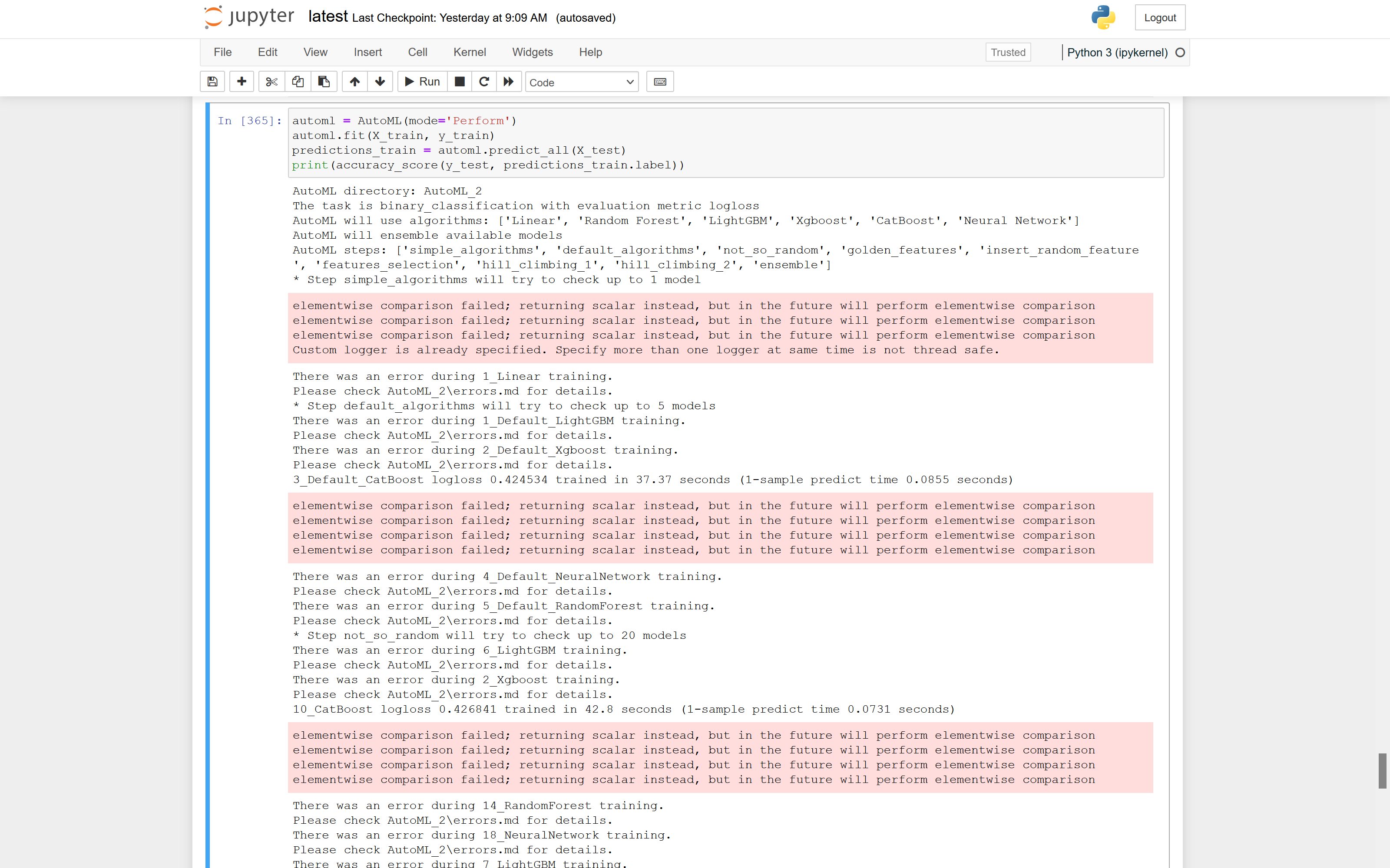 ufunc 'isnan' not supported for the input types(error in modelling) · Issue #529 · mljar/mljar ...