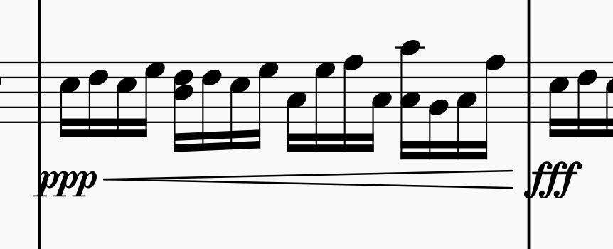 FFF / PPP dynamics on the first or last beat of a bar intersect bar lines. · Issue #9974 ...