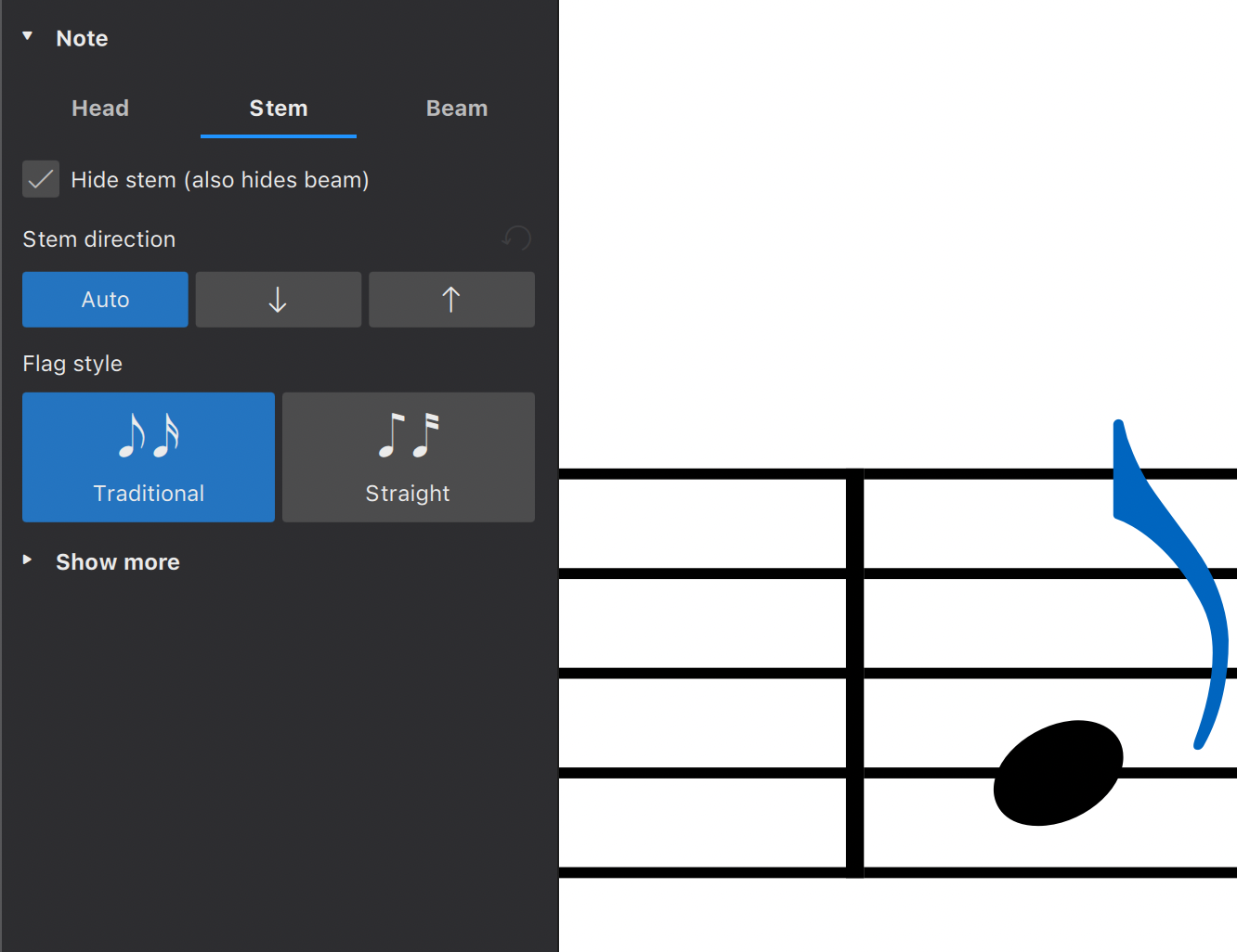 [Inspector] 'Hide stem' option should also hide note flags · Issue ...