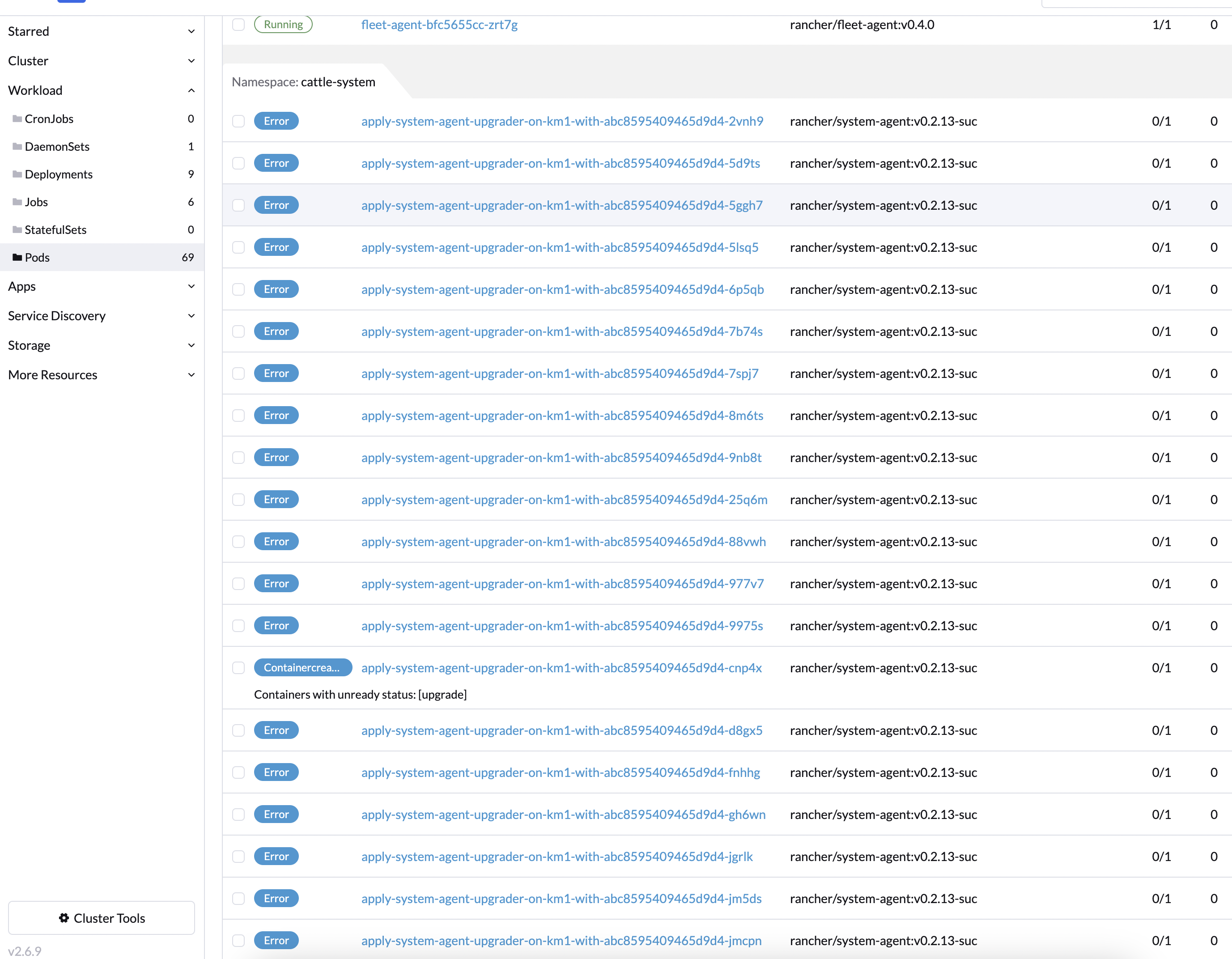 Bug Too Many Error Pod Apply System Agent Upgrader On Rke2 By Rancher · Issue 40702