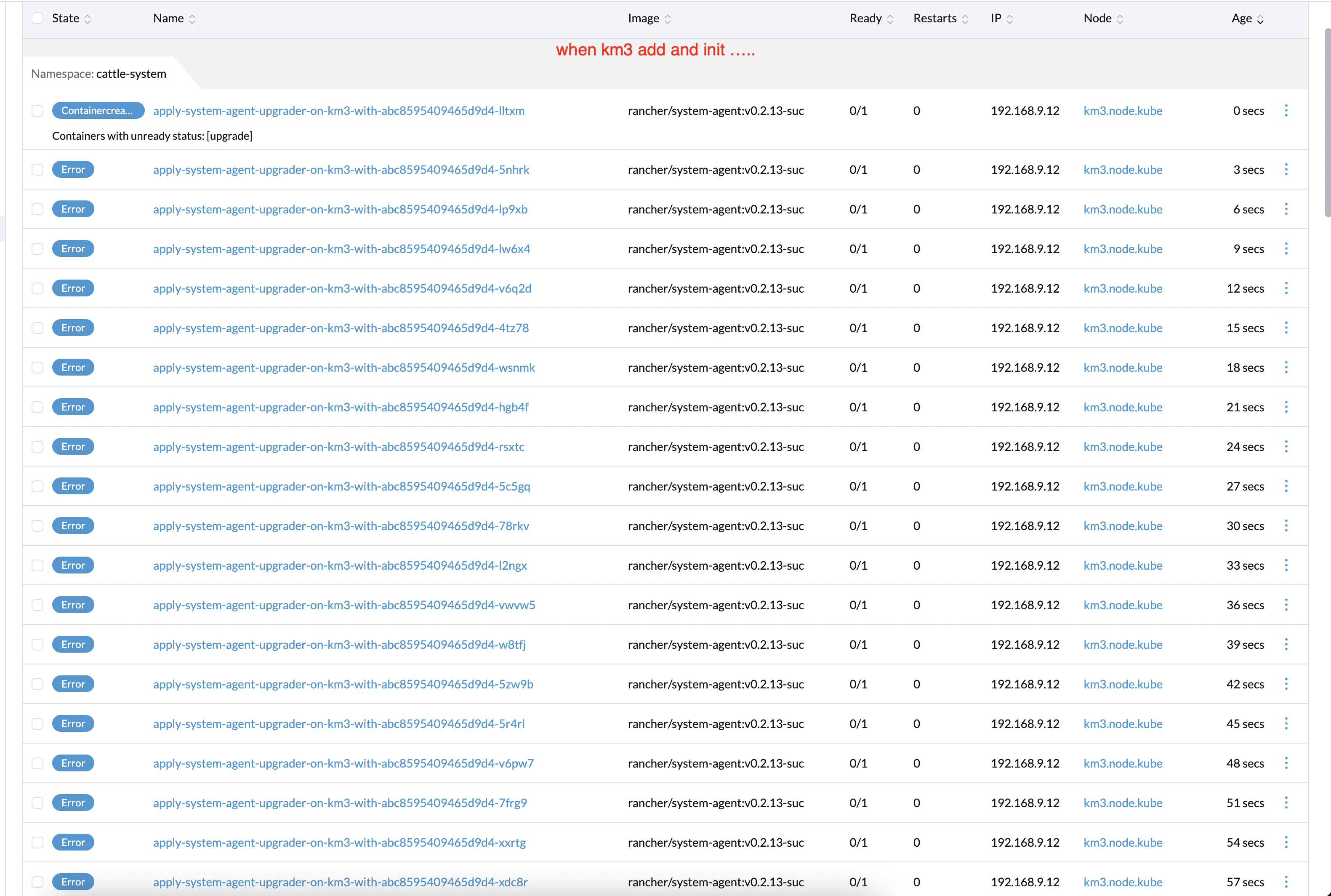 [BUG] Too many error pod "apply-system-agent-upgrader" on RKE2 by rancher · Issue #40702 ...