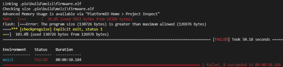 [BUG] ===Error: The program size (130726 bytes) is greater than maximum ...