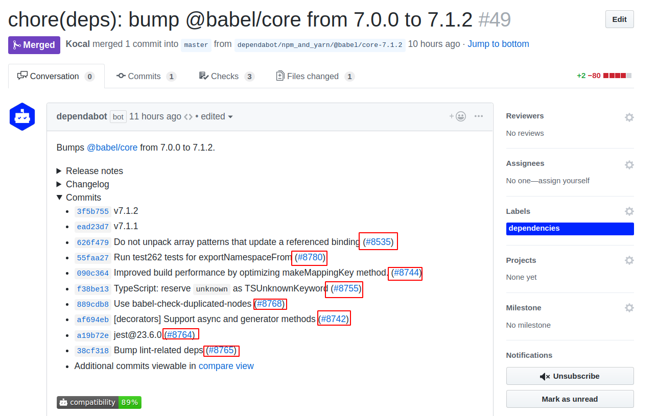 Issues when generating changelog with dependabot pull requests · Issue #391 · conventional ...
