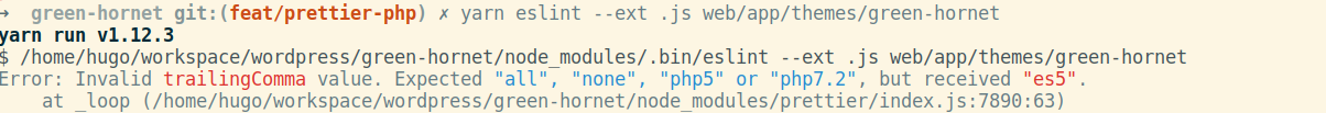 Explicit `trailingComma: "es5"` value in config causes "Invalid trailingComma ..." error · Issue ...