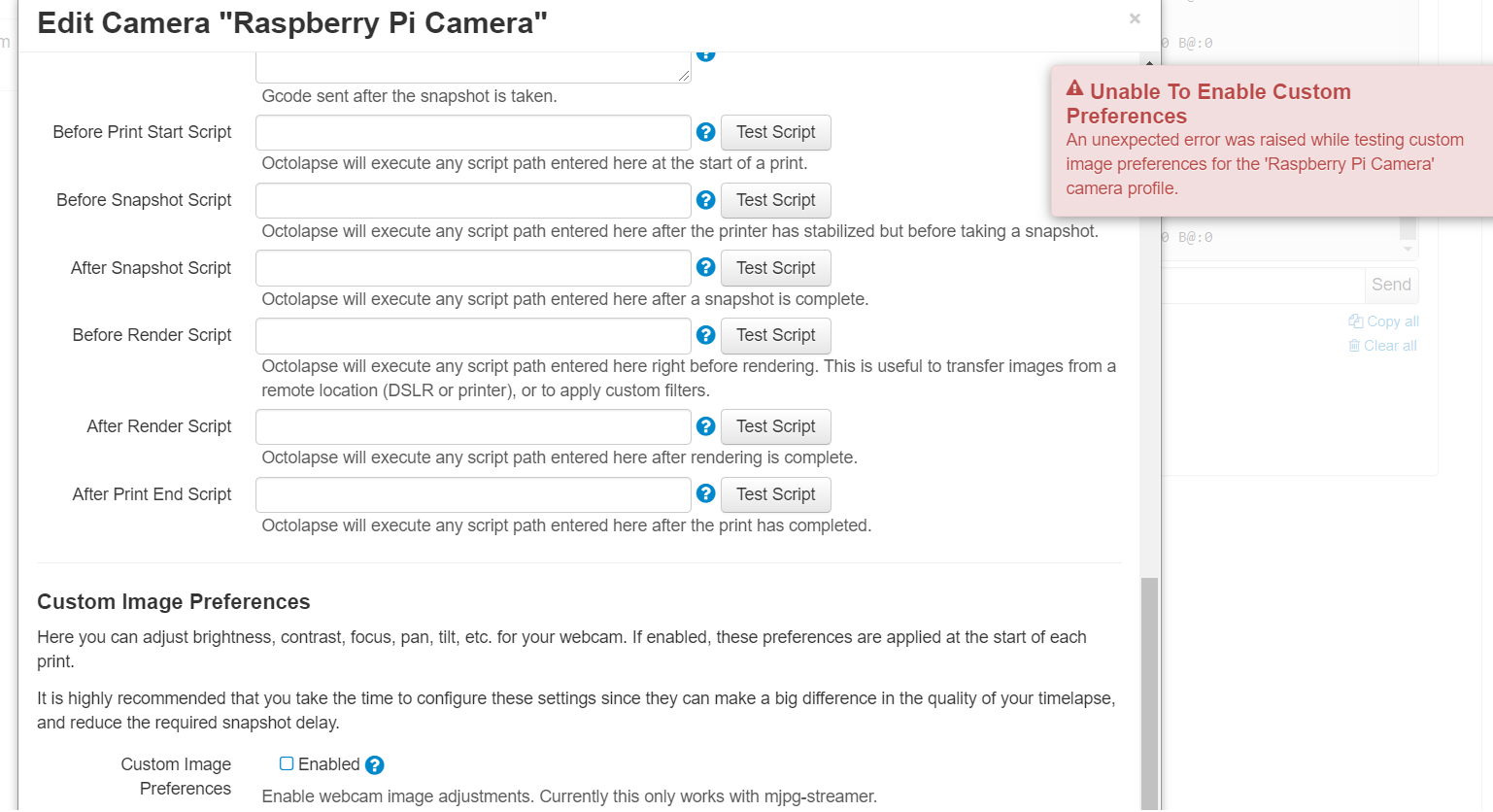 Unable To Enable Custom Preferences · Issue #592 · FormerLurker/Octolapse · GitHub