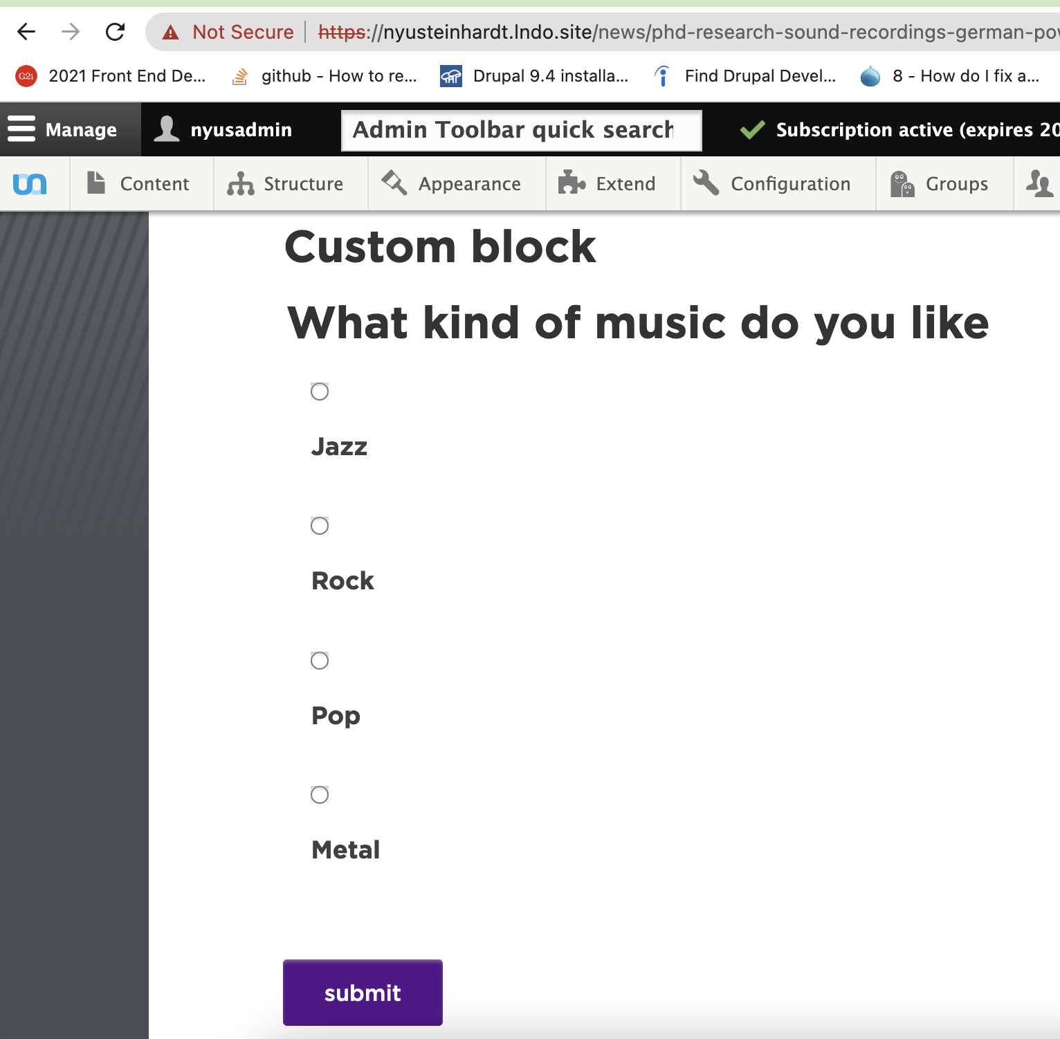 GitHub - programmerdiego/customblock: Plugin that shows a single selection question to ...