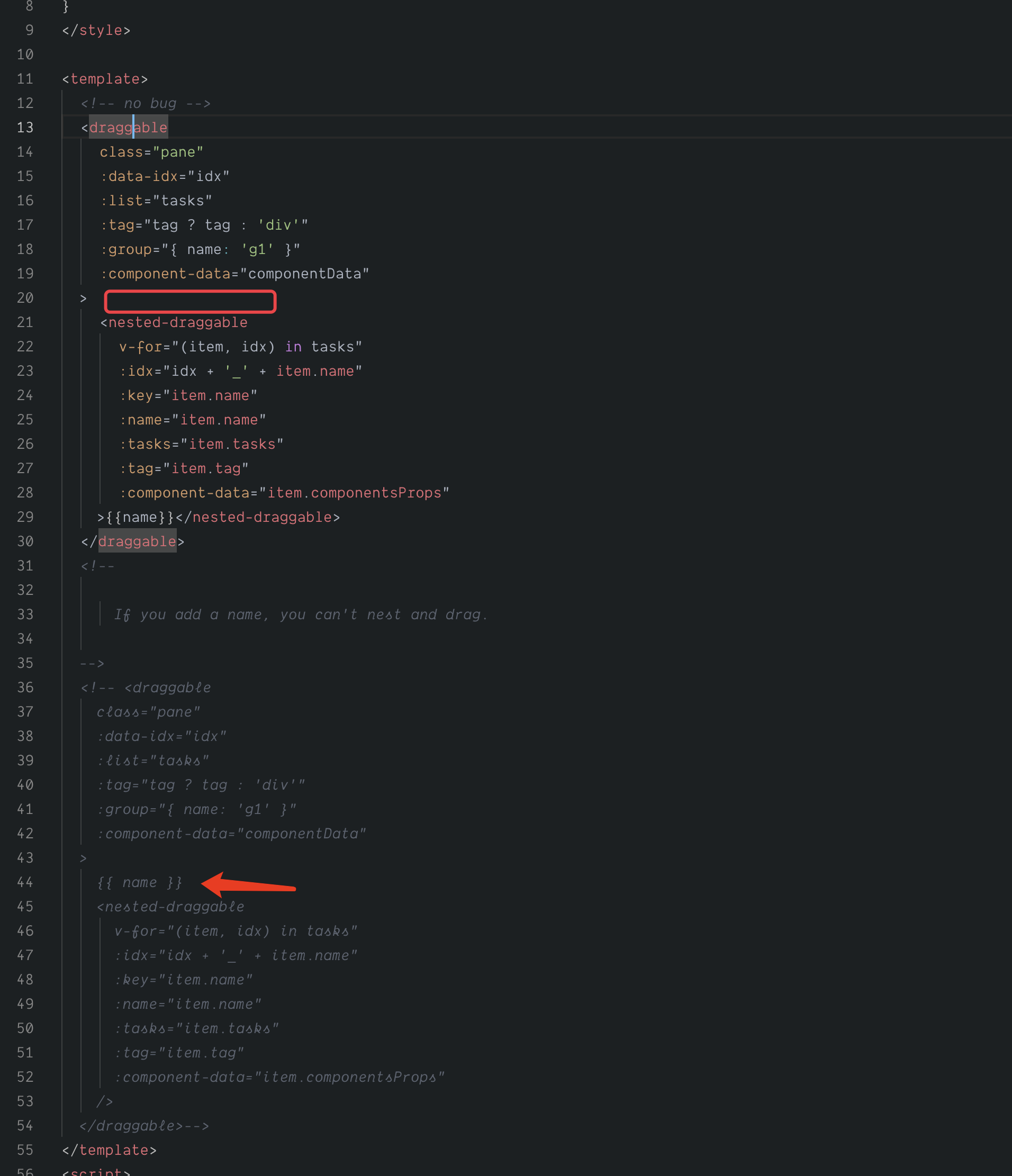 If you add a name, you can't nest and drag. · Issue #702 · SortableJS/Vue.Draggable · GitHub