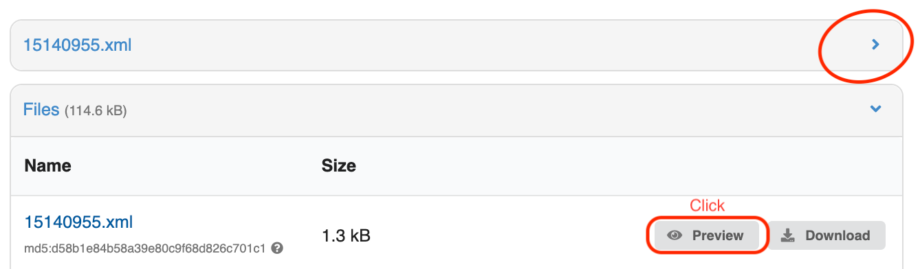 Landing page: Arrow icon on File-preview accordion disappears when clicking "preview"-button ...