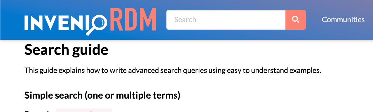 Search guide: No spacing between header and main content · Issue #1432 · inveniosoftware/invenio ...