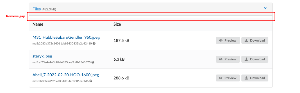 Landing page: Gap in files table · Issue #1731 · inveniosoftware/invenio-app-rdm · GitHub