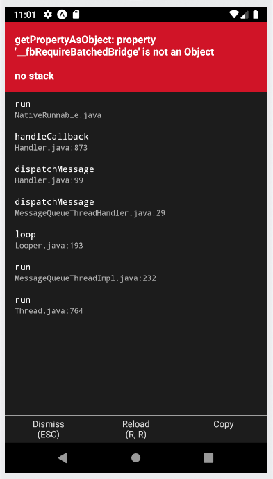 getPropertyAsObject: property '__fbRequireBatchedBridge' is not an Object -> Error · Issue ...