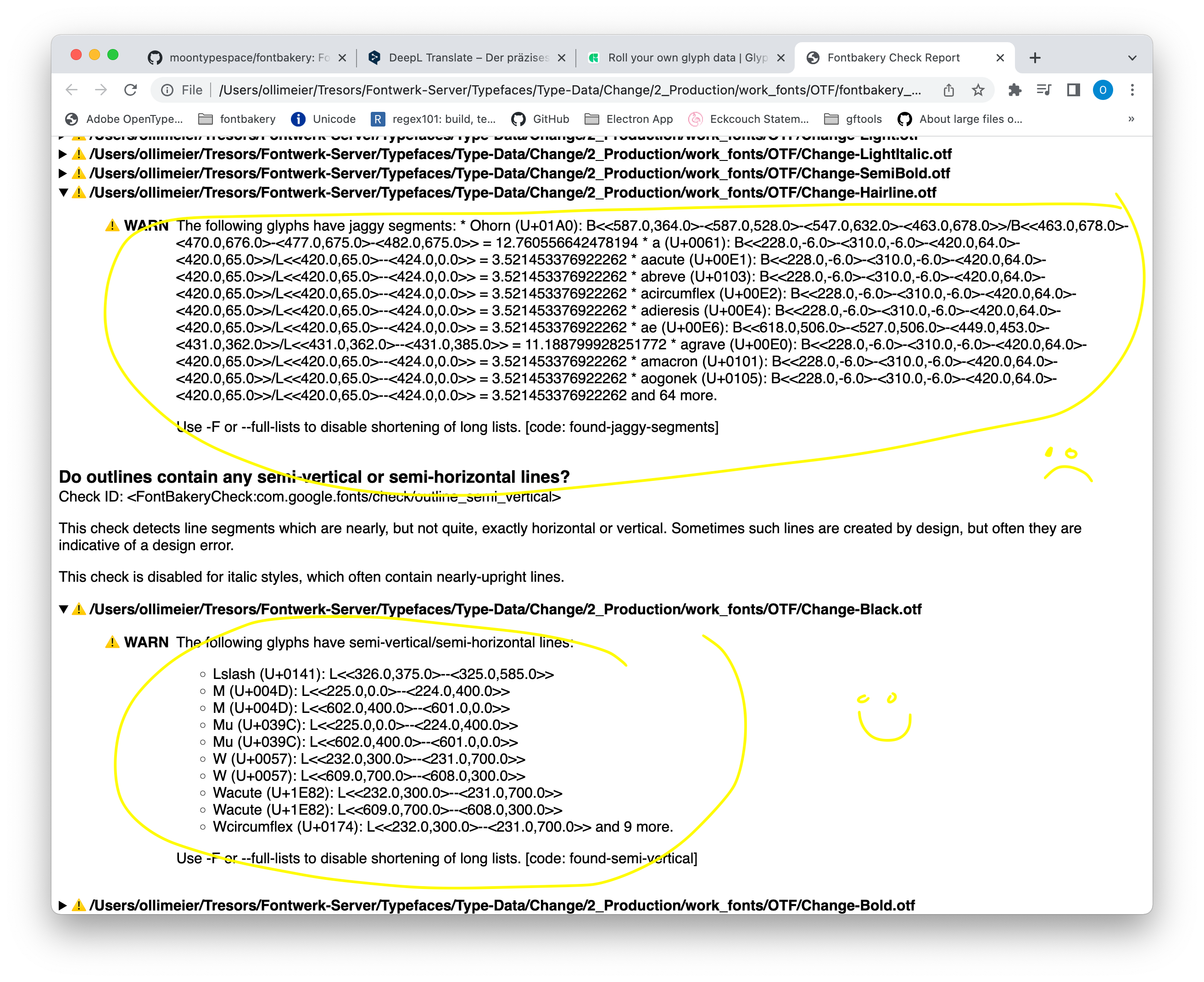 HTML Output is not well displayed: outline_alignment_miss, outline_jaggy_segments, outline_short ...