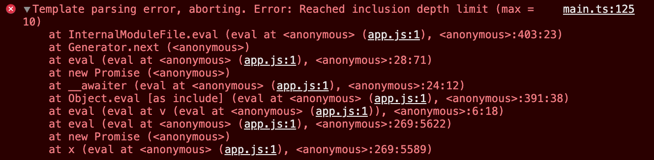 Template parsing error, aborting. Error: Reached inclusion depth limit (max = 10) · Issue #91 ...