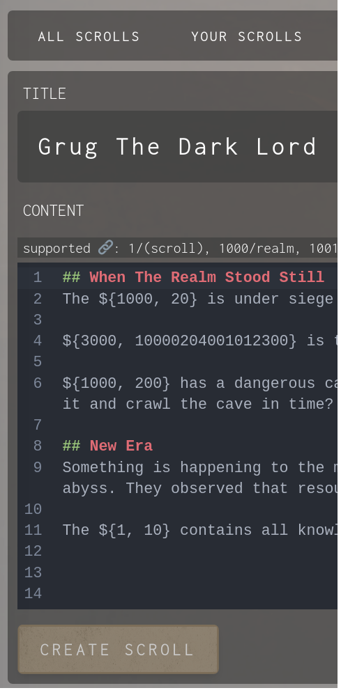 Create Scroll UX improvements · Issue #129 · BibliothecaDAO/realms-react · GitHub