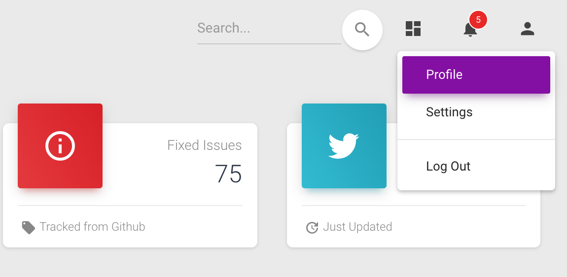 Enhancement Request: add an user drop-down menu · Issue #70 · creativetimofficial/material ...