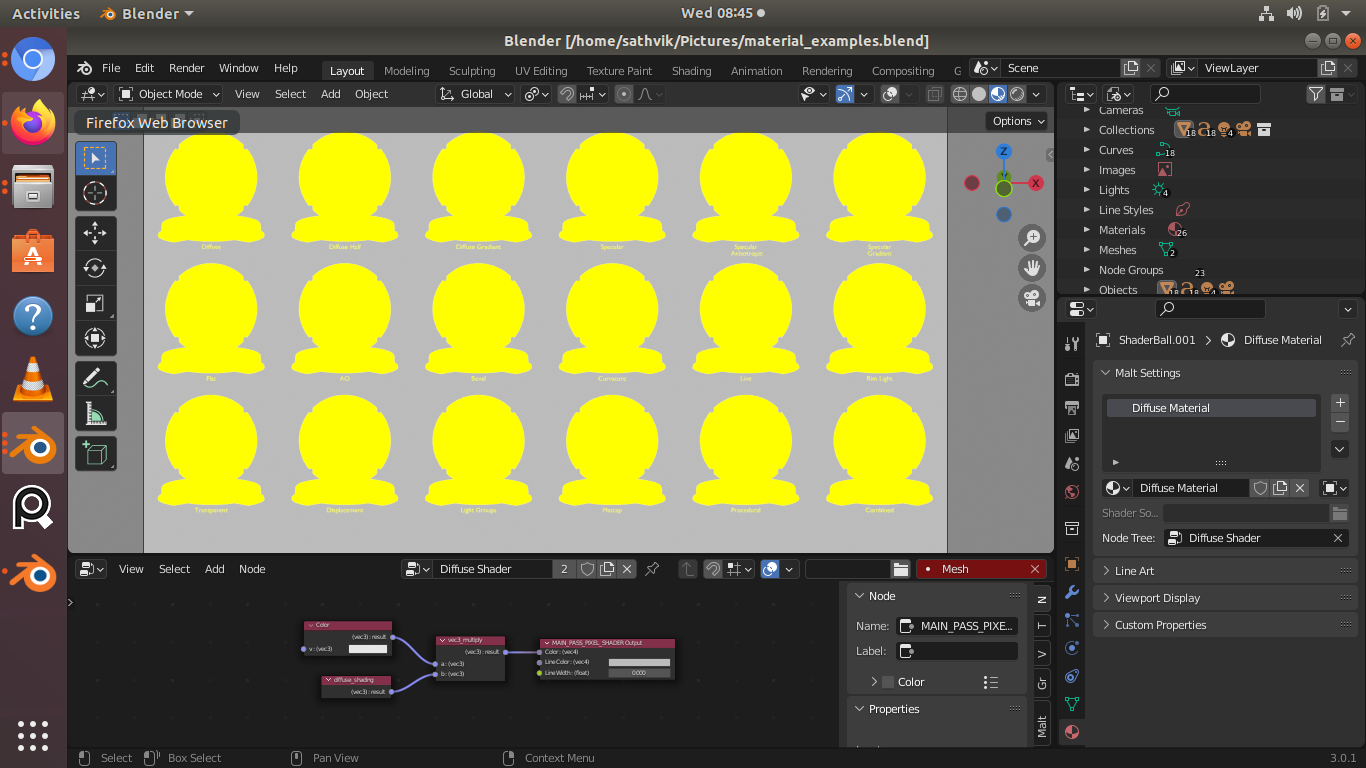 the materials examples file is not showing in look dev and render mode and cant find main pass ...