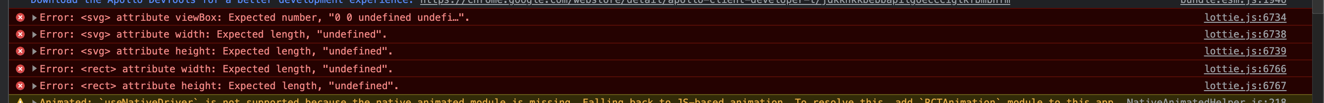 Error: attribute width: Expected length, "undefined" · Issue #115 · chenqingspring/react-lottie ...