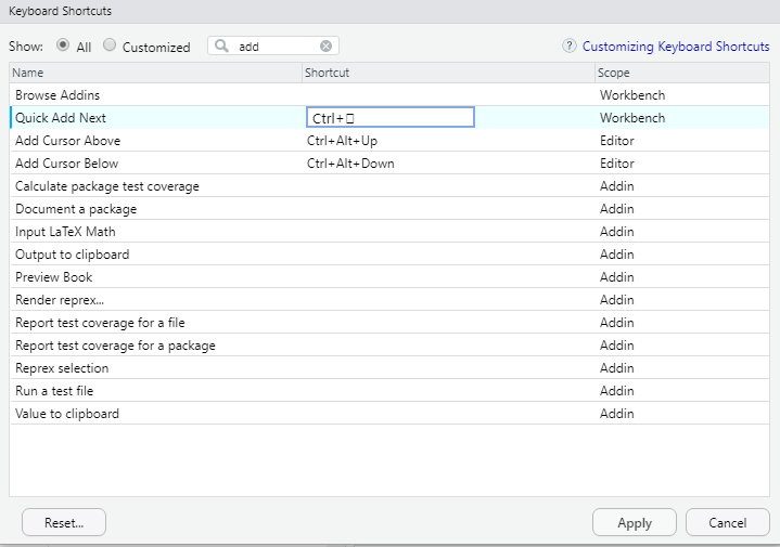 Modifying keyboard shortcuts with Ctrl modifier fails on Windows · Issue #7142 · rstudio/rstudio ...