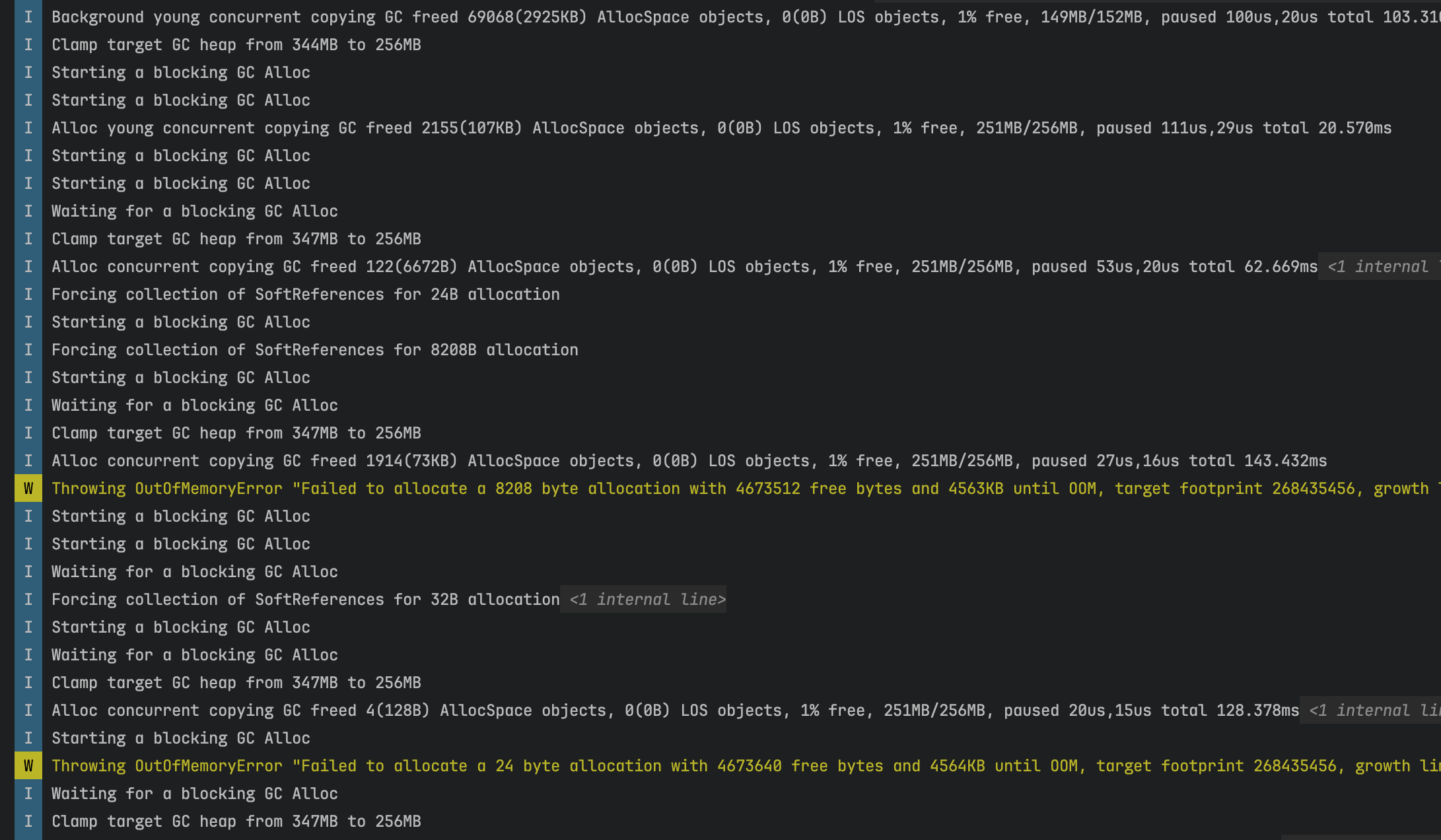 Outofmemoryerror Failed To Allocate A 8208 Byte Allocation With 1055