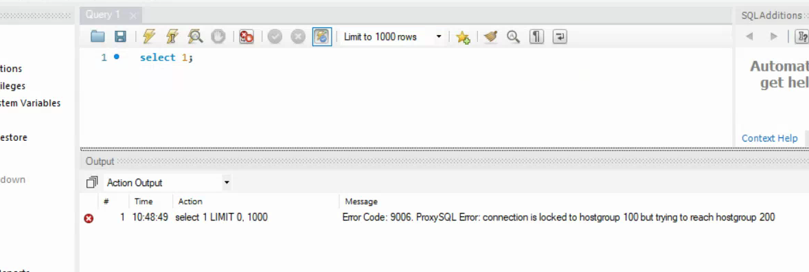 2.0.6- connection is locked to hostgroup 100 but trying to reach ...