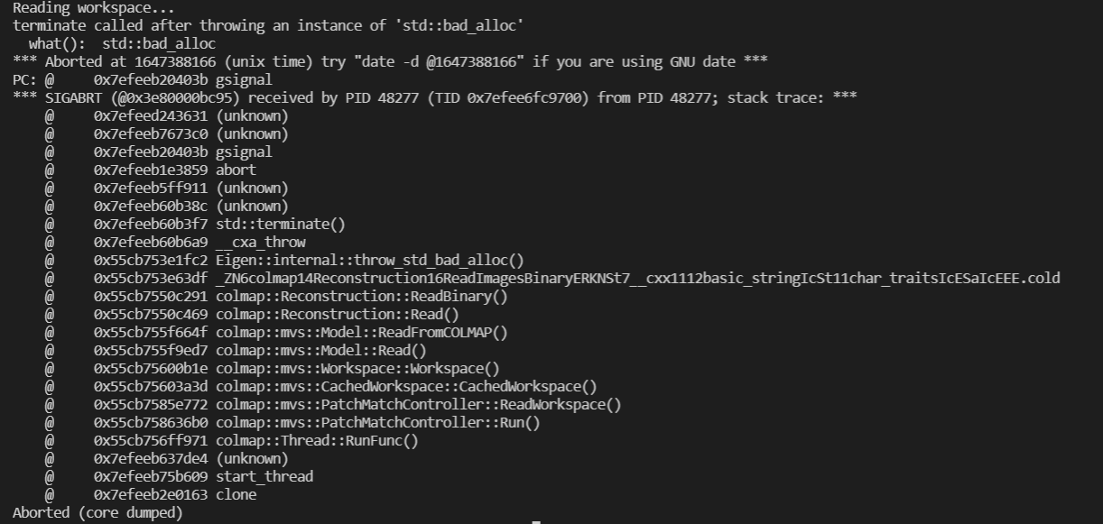 Initialize colmap with own poses | 'std::bad_alloc' for dense reconstruction · Issue #1462 ...
