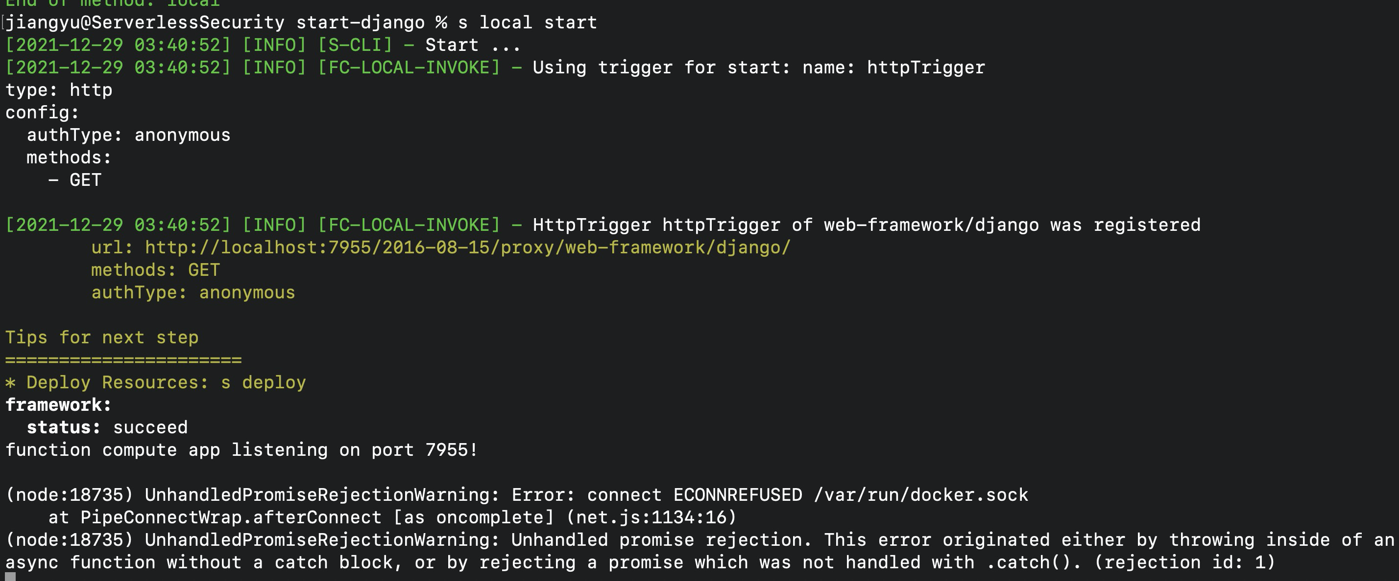 【fc-core】s build/local 没有开启 docker 导致的报错 · Issue #546 · devsapp/fc · GitHub