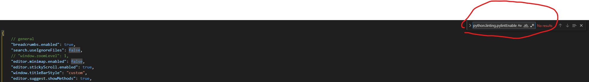 Showing Python Linting Pytlintenabled Even This Setting Not Exist In Setting Json File · Issue