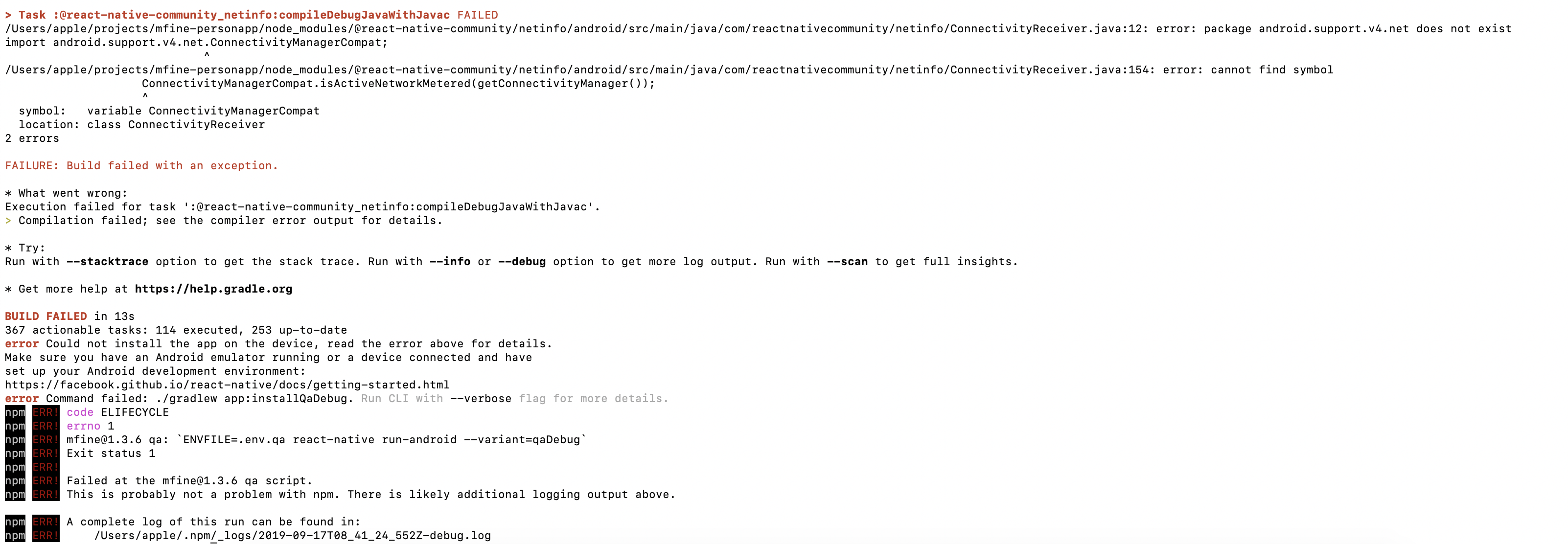 Not able to build RN project after installing react-native-google-fit. · Issue #122 ...