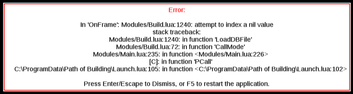 Error opening PoB · Issue #1825 · PathOfBuildingCommunity ...