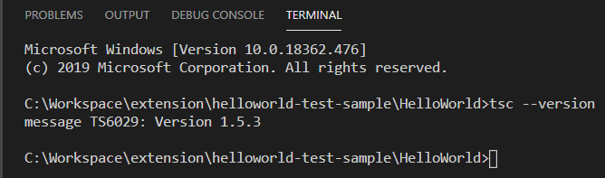 "Your First Extension" example only works with powershell as integrated ...
