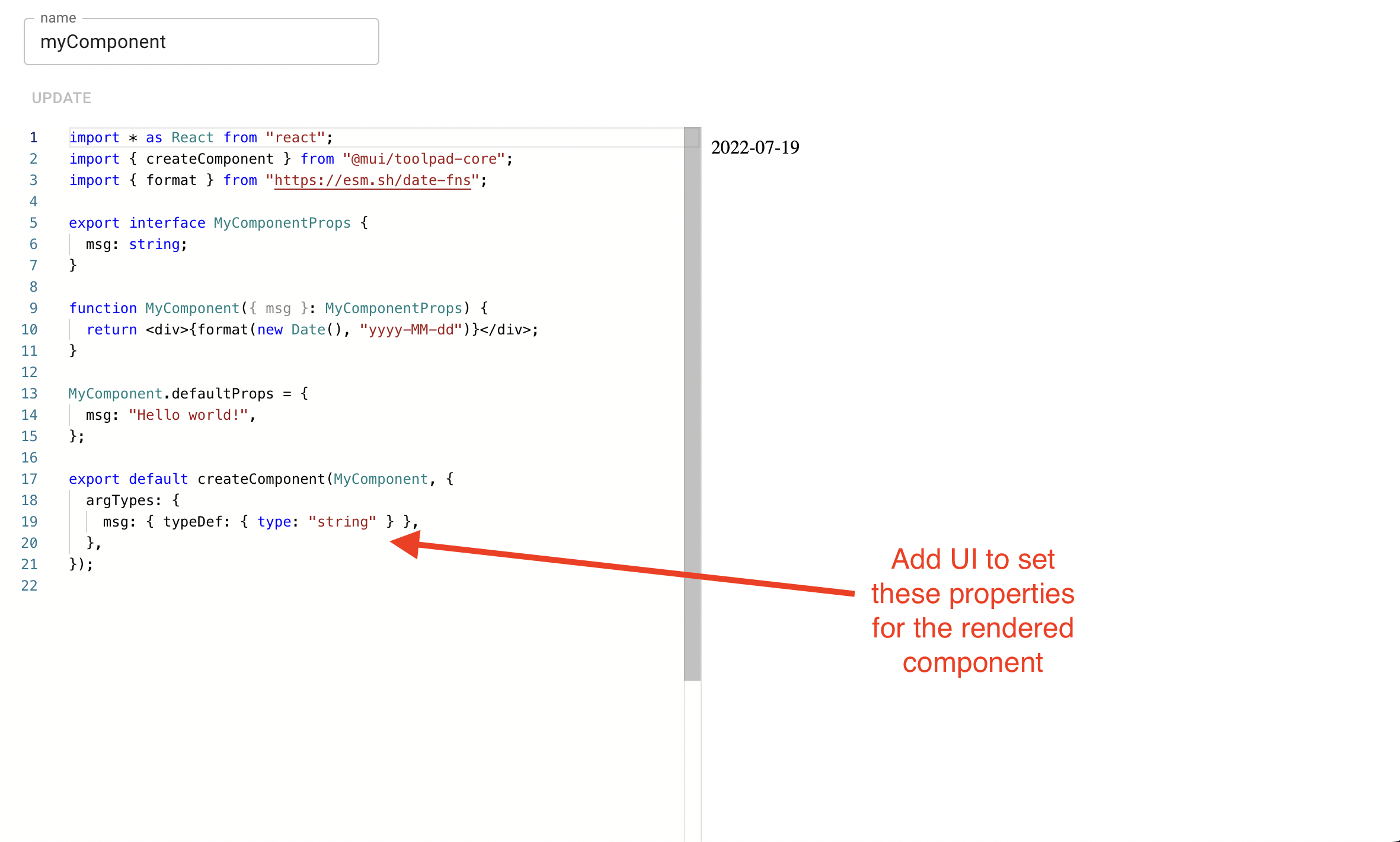 Custom components editor: support changing properties · Issue #665 · mui/toolpad · GitHub