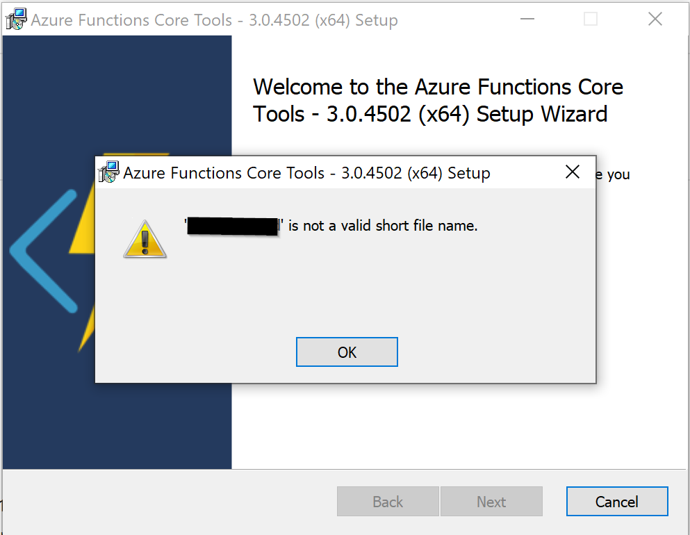 msi installer throws 'username' is no valid short filename and exits · Issue #3038 · Azure/azure ...