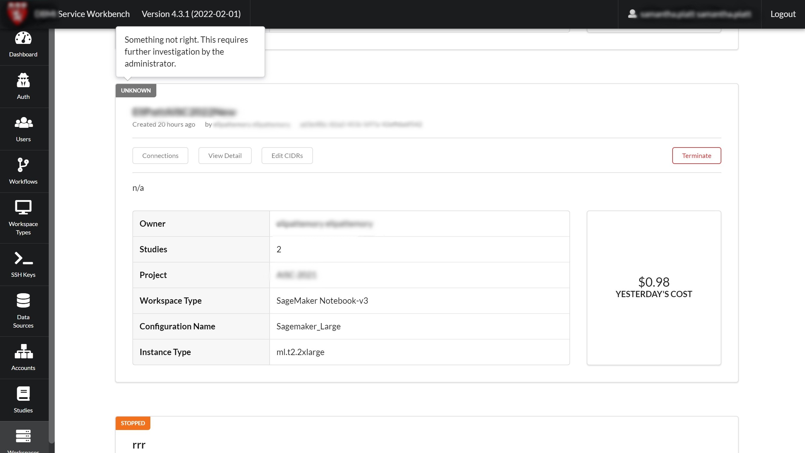[Bug] Workspace Status Unknown after Starting · Issue #948 · awslabs/service-workbench-on-aws ...