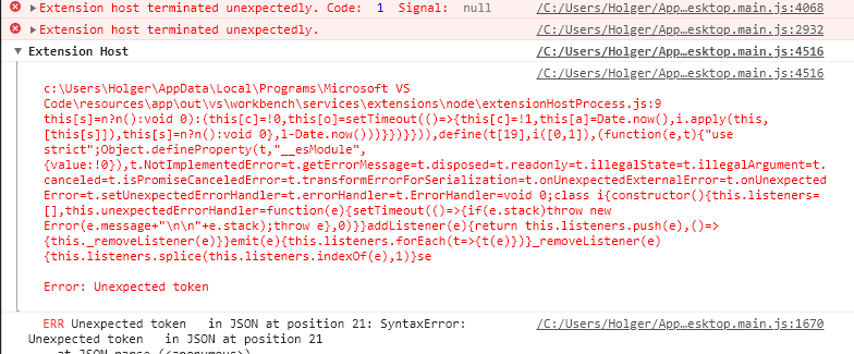 Extension Host Terminated Unexpectedly · Issue 100837 · Microsoft Vscode · Github