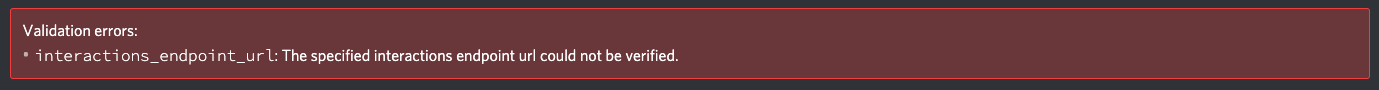 Discord Auth broken "The specified interactions endpoint url could not ...