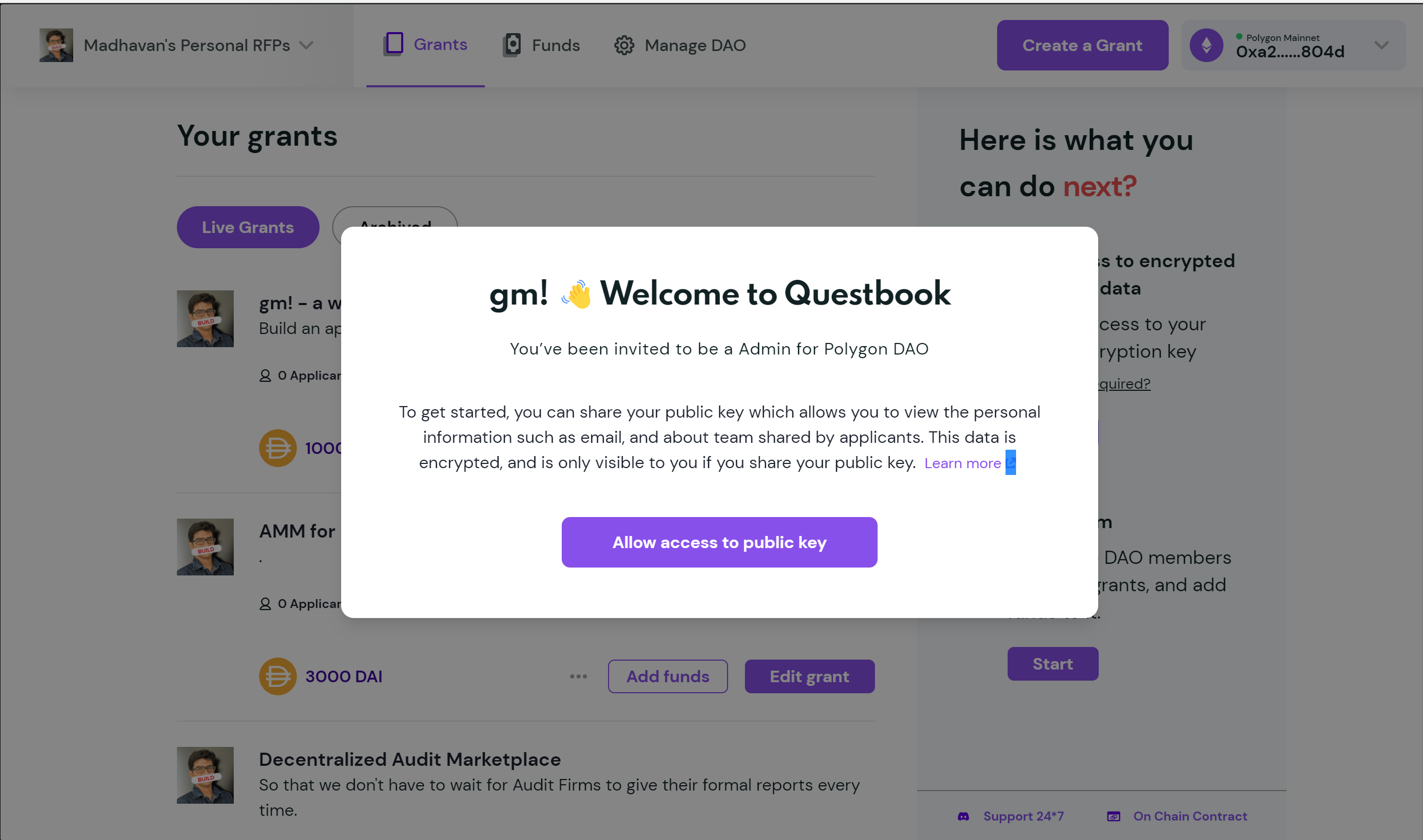 Unable to dismiss popup · Issue #346 · questbook/grants-frontend · GitHub