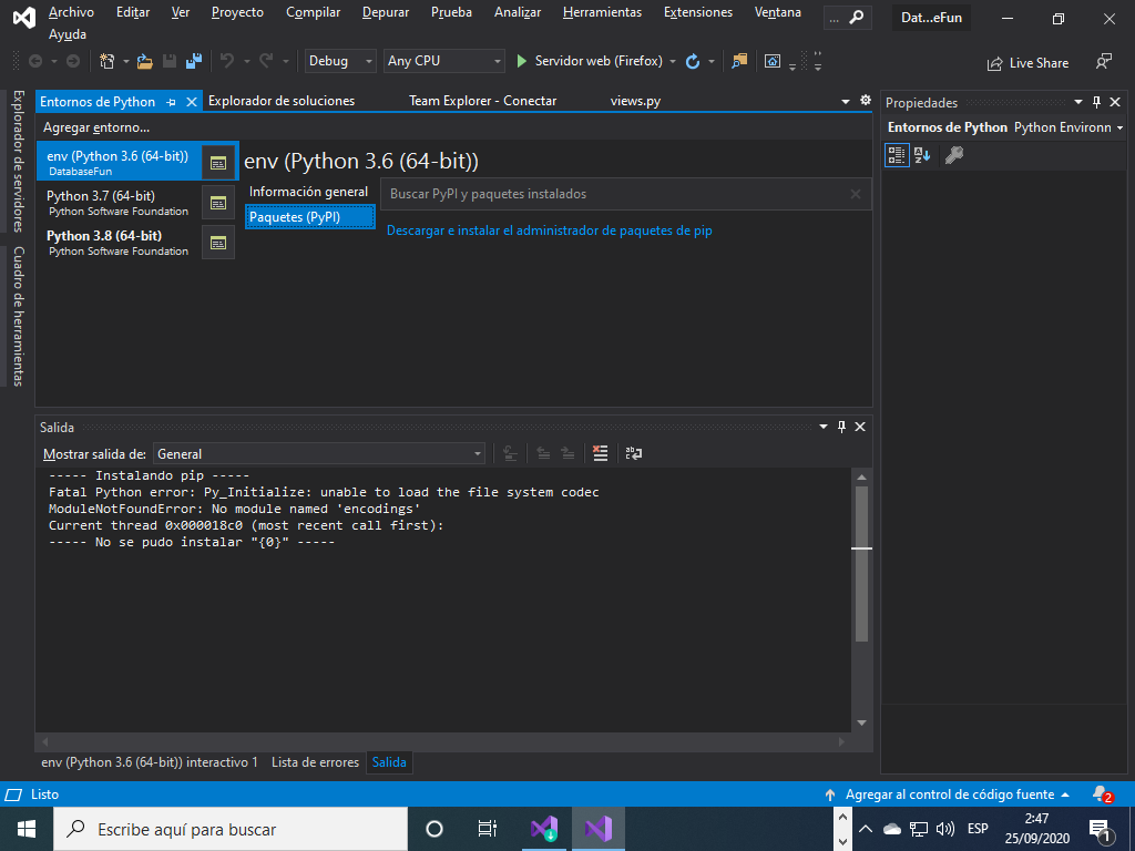 Intente ejecutar un proyecto Database Fun de un curso de python del MVA y me sale error · Issue ...