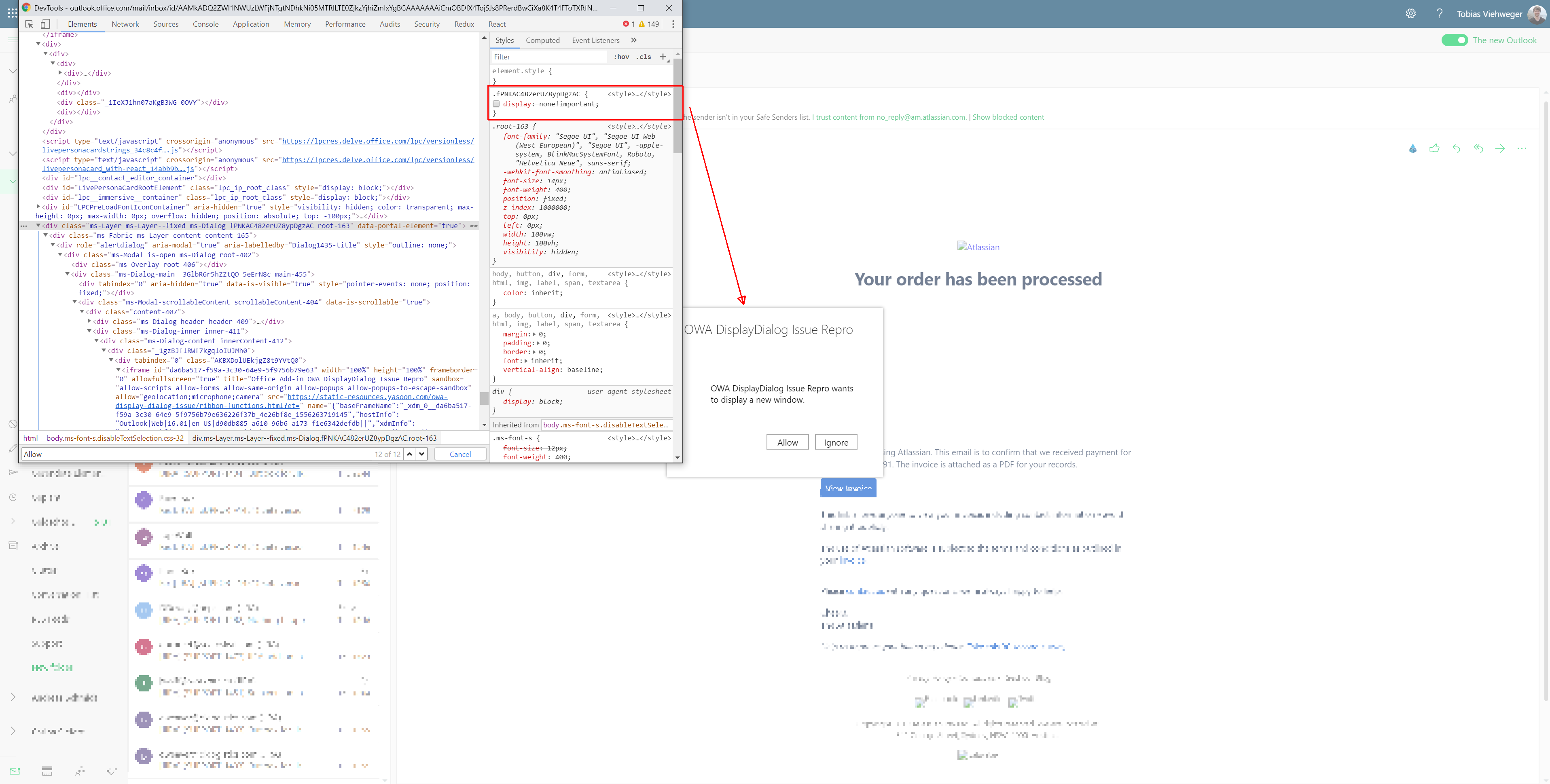 Office.context.ui.displayDialogAsync() does not work when promptBeforeOpen is set to true ...