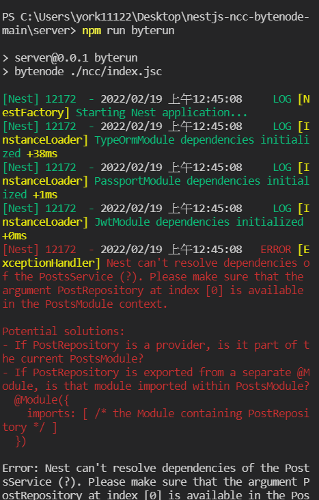 "npm run byterun" got dependency problem. · Issue #1 · ishanuda/nestjs ...
