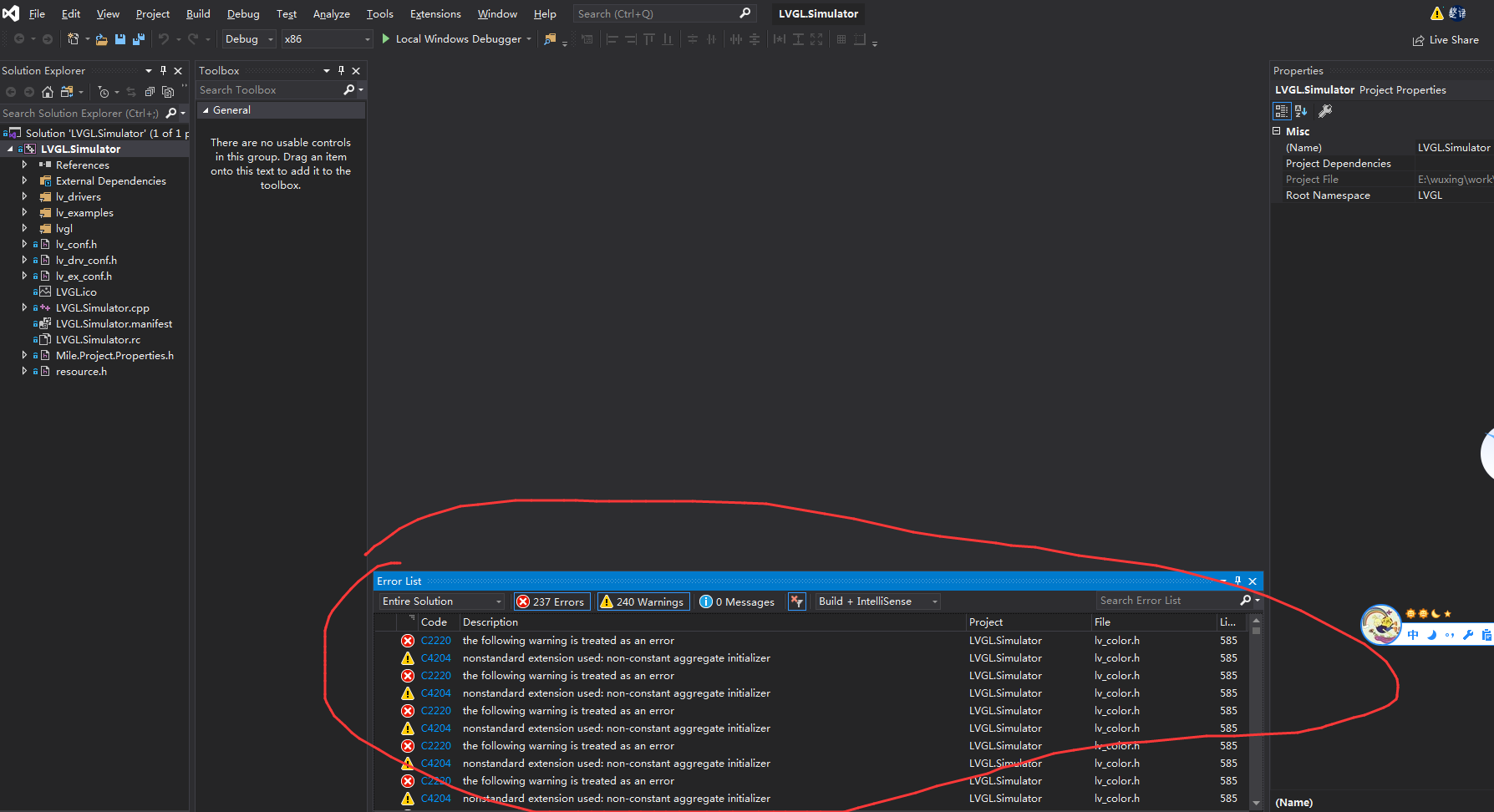 visual_studio Compilation fails · Issue #26 · lvgl/lv_port_pc_visual_studio · GitHub