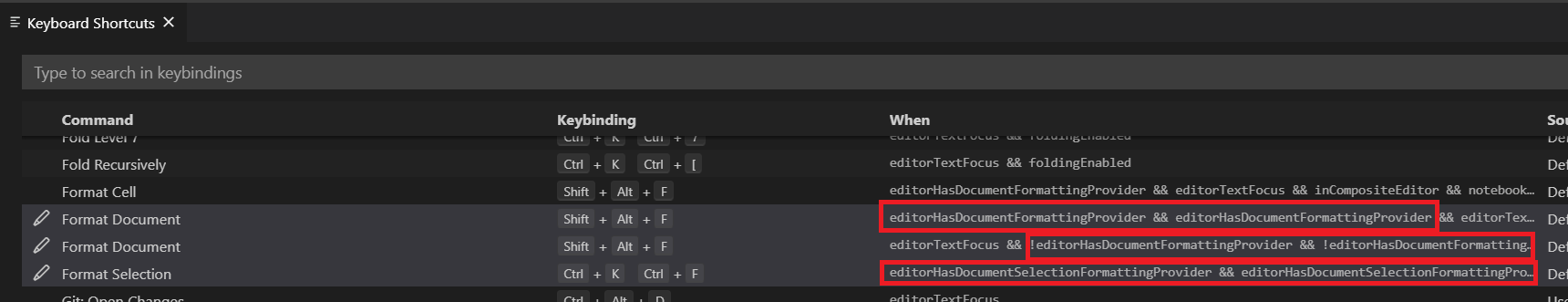Redundant Conditions Specified For Keyboard Shortcuts · Issue 97381 · Microsoft Vscode · Github