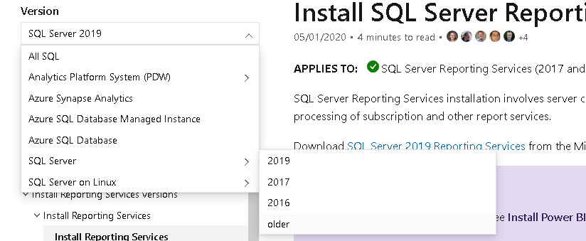"Older" menu option incorrectly directs you to the newest documentation, the opposite of what it ...