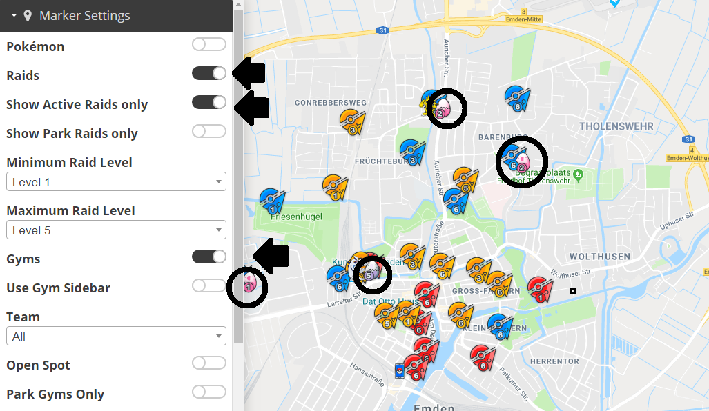 Map 'forgets' (ex)raid filters when you switch on gyms · Issue #2541 ...