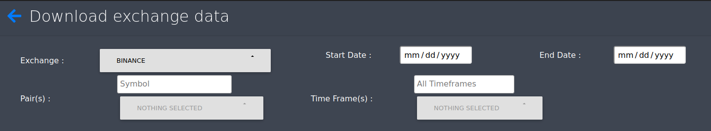 Pairs and timeframes combos disappear when switching the exchange on download exchange data page ...