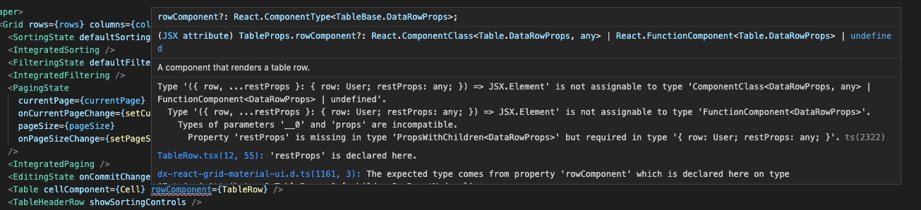 Typescript error with rowComponent custom styling · Issue #2964 · DevExpress/devextreme-reactive ...