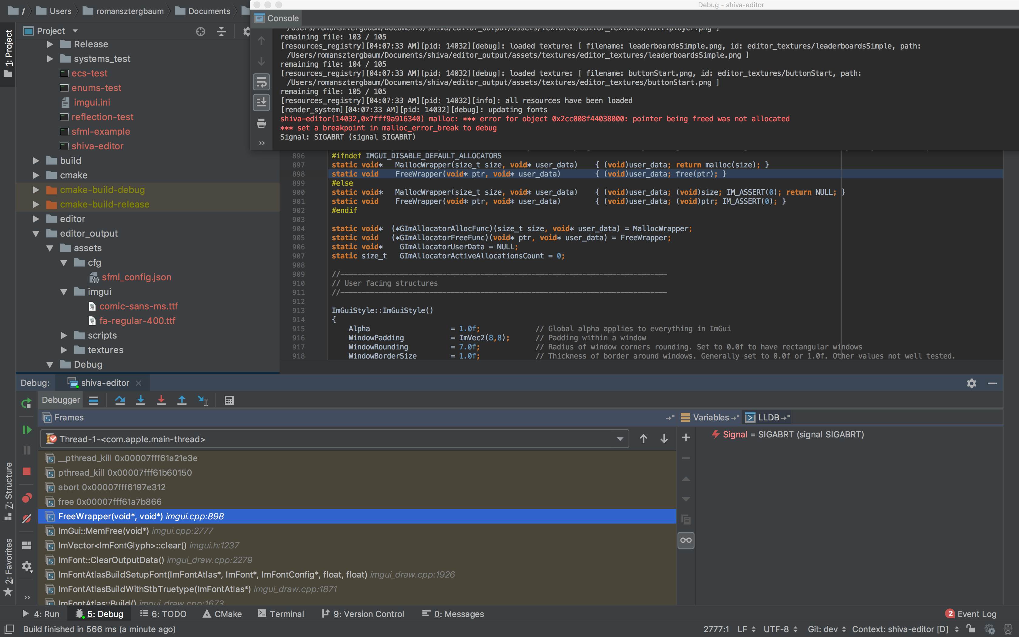 pointer being freed was not allocated ImFontAtlasBuildWithStbTruetype ...
